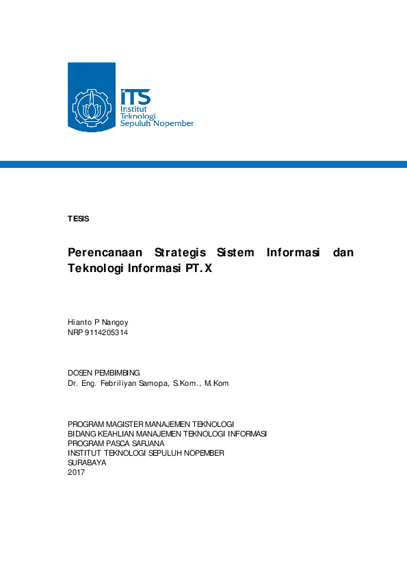 (PDF) Perencanaan Strategis Sistem Informasi dan Teknologi Informasi PT.X