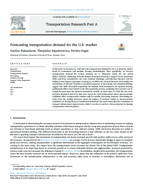 (PDF) Forecasting transportation demand for the U.S. market