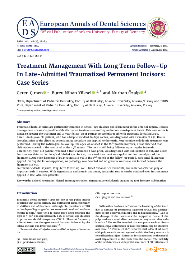 (PDF) Treatment Management With Long Term Follow-Up In Late-Admitted ...