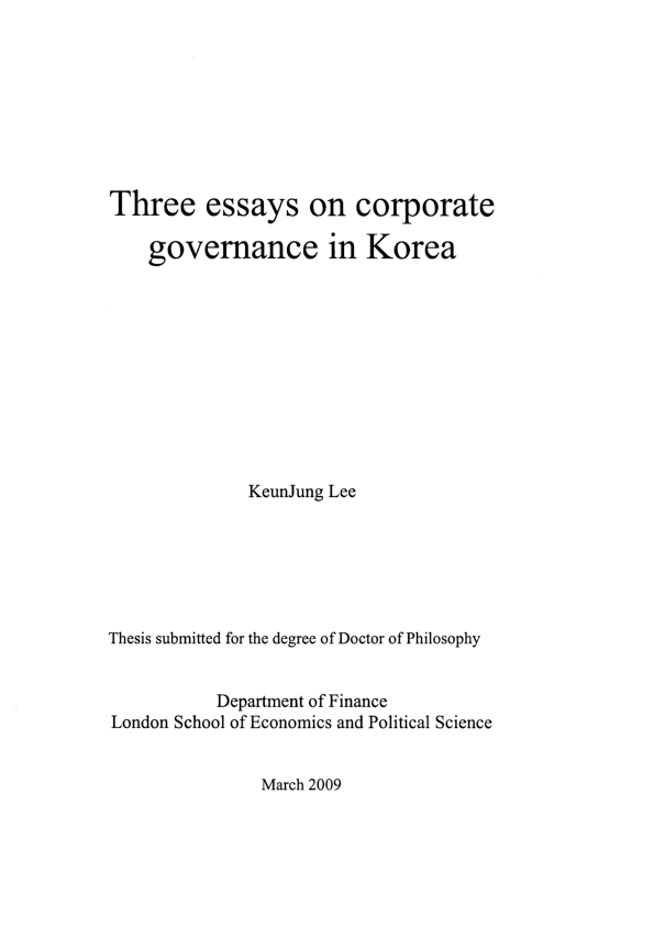 (PDF) Three essays on corporate governance in Korea
