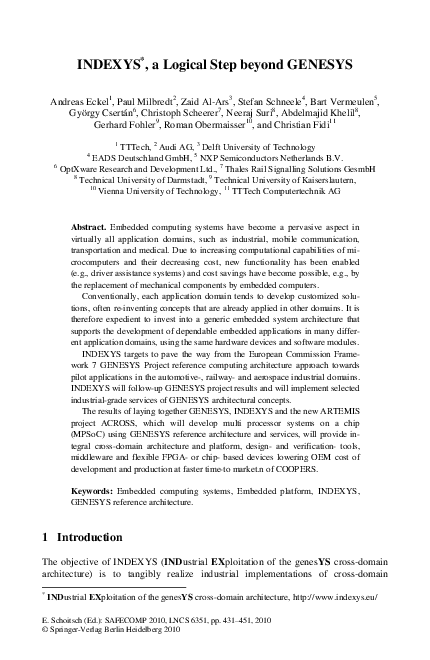 (PDF) INDEXYS, a Logical Step beyond GENESYS