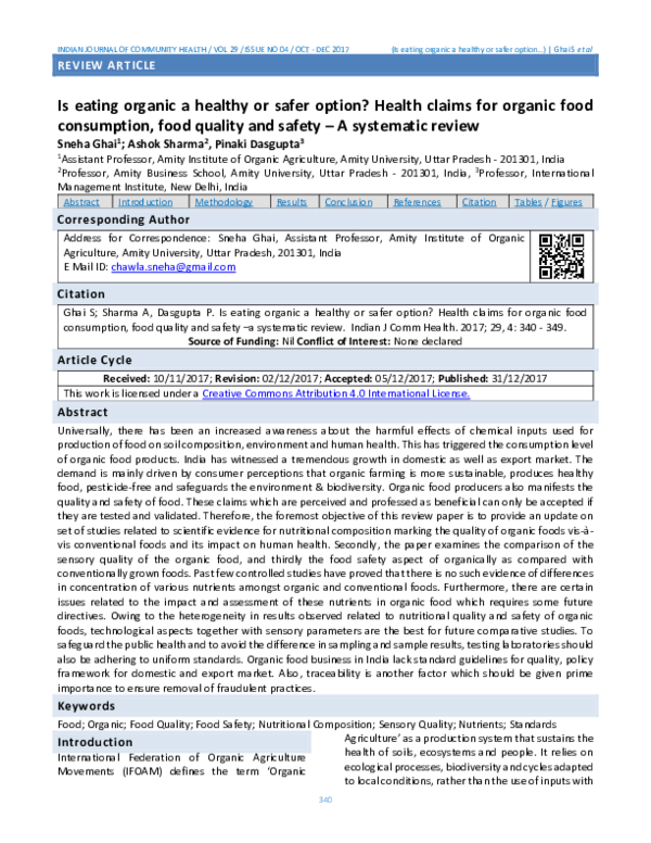 (PDF) Is eating organic a healthy or safer option? Health claims for ...