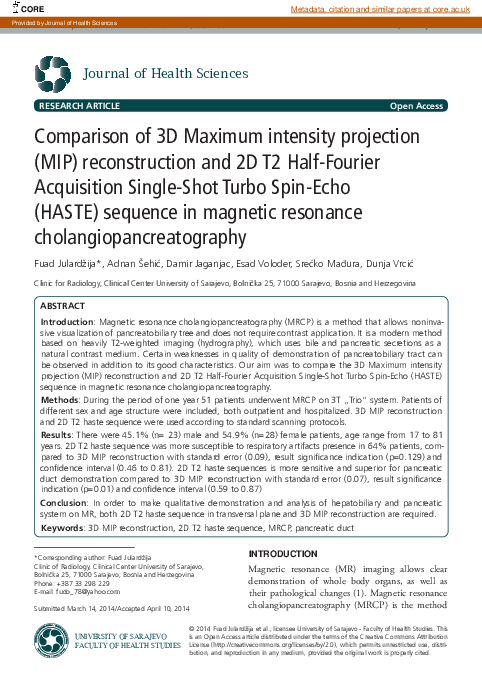 (PDF) Comparison of 3D Maximum intensity projection (MIP) reconstruction and 2D T2 Half-Fourier ...