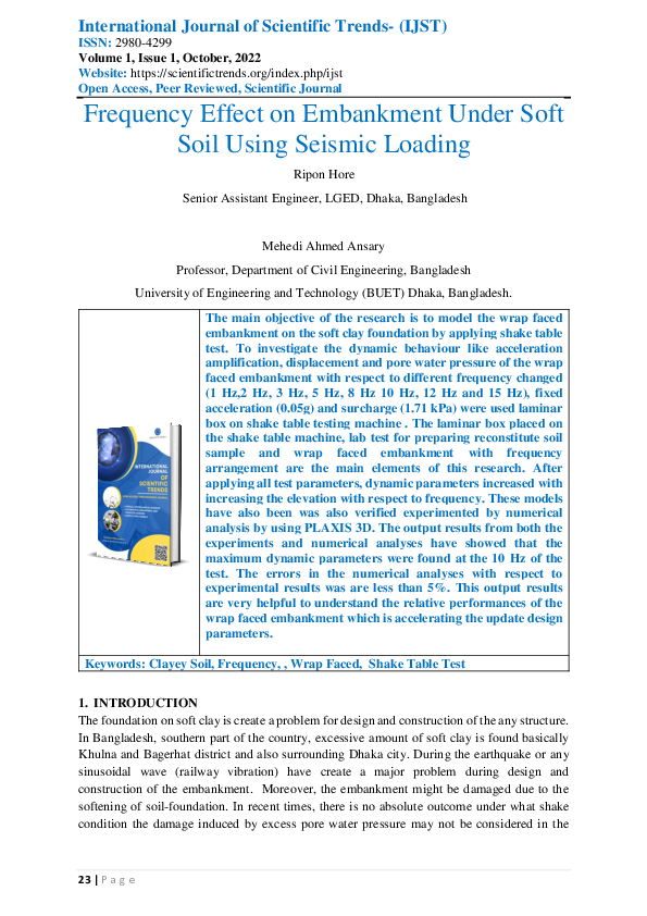 (PDF) Frequency Effect on Embankment Under Soft Soil Using Seismic Loading