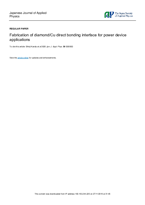(PDF) Fabrication of diamond/Cu direct bonding interface for power ...