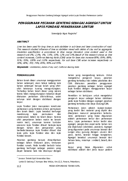 (PDF) Penggunaan Pecahan Genteng sebagai Agregat untuk Lapis Fondasi ...