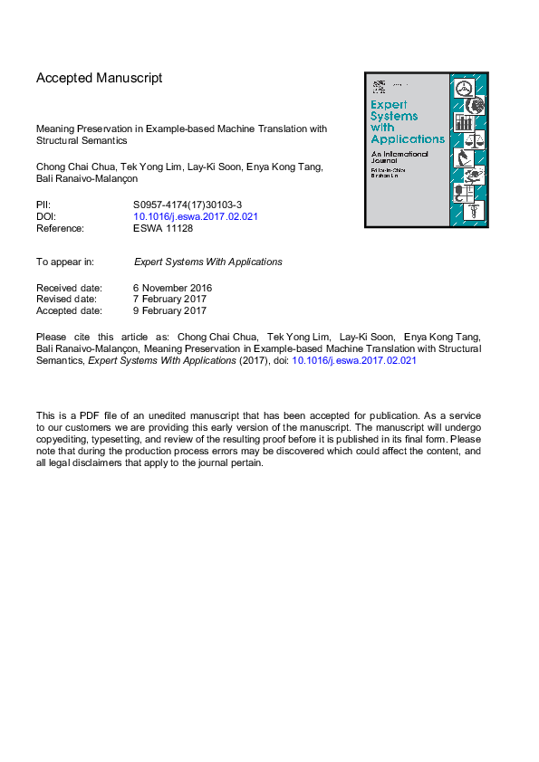 (PDF) Meaning preservation in Example-based Machine Translation with structural semantics