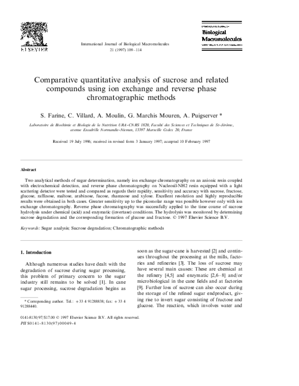 Pdf Comparative Quantitative Analysis Of Sucrose And Related