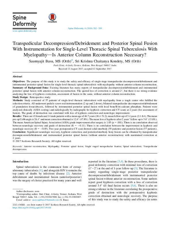 (PDF) Transpedicular Decompression/Debridement and Posterior Spinal ...