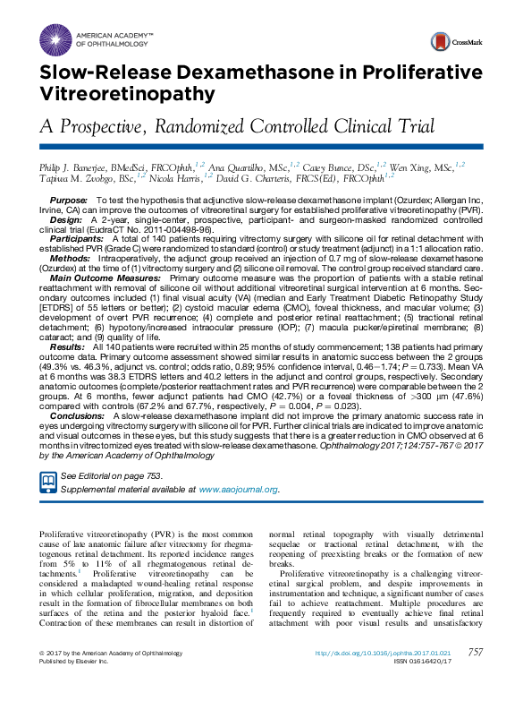 (PDF) Slow-Release Dexamethasone in Proliferative Vitreoretinopathy