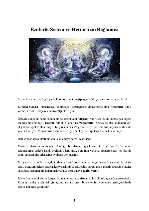 (PDF) Ezoterik Sistem ve Hermetizm Bağlantısı