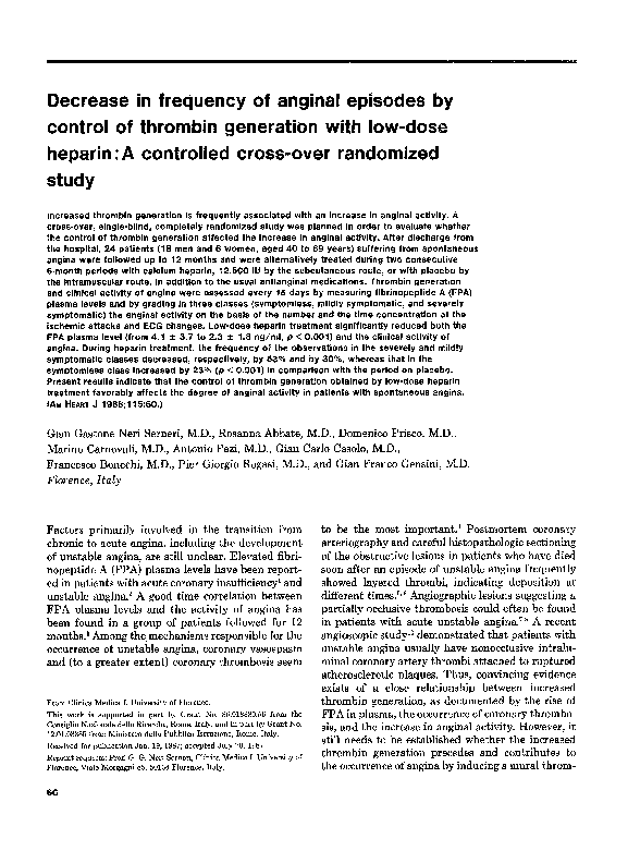 (PDF) Decrease in frequency of anginal episodes by control of thrombin ...
