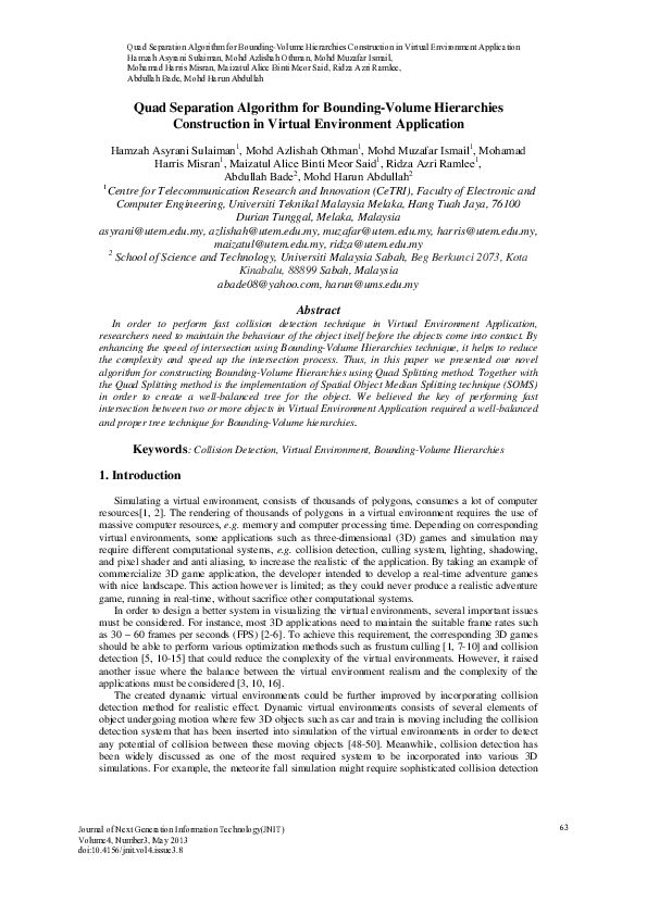 Pdf Quad Separation Algorithm For Bounding Volume Hierarchies Construction In Virtual
