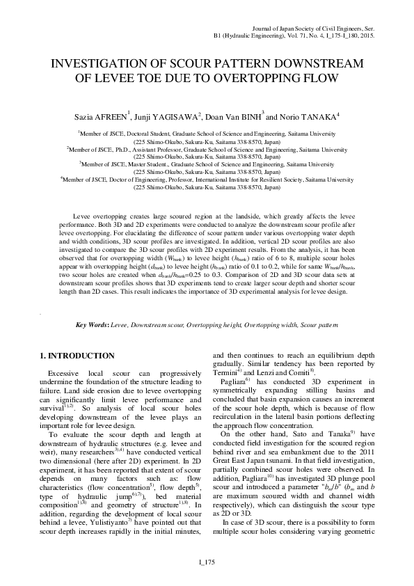 (PDF) Investigation of Scour Pattern Downstream of Levee Toe Due to ...