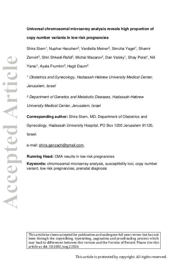 Pdf Universal Chromosomal Microarray Analysis Reveals High Proportion 9042