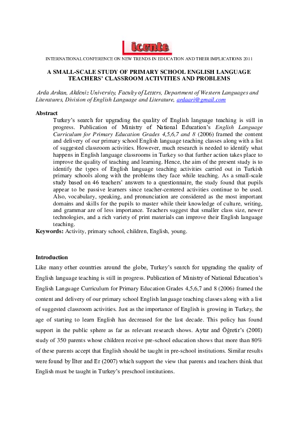 (PDF) A Small-Scale Study of Primary School English Language Teachers ...