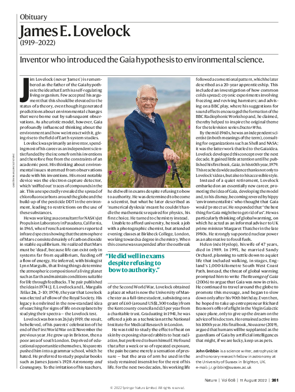 (PDF) James E. Lovelock (1919–2022)