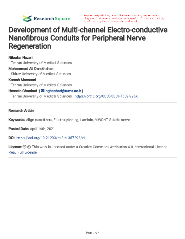 (PDF) Development of Multi-channel Electro-conductive Nanofibrous ...