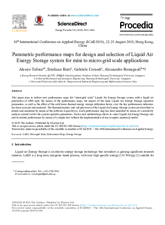 (PDF) Parametric performance maps for design and selection of Liquid Air Energy Storage system ...