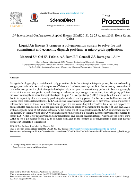 (PDF) Liquid Air Energy Storage as a polygeneration system to solve the unit commitment and ...