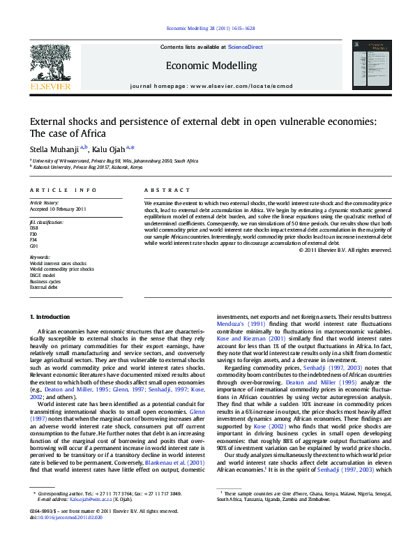 (PDF) External shocks and persistence of external debt in open ...