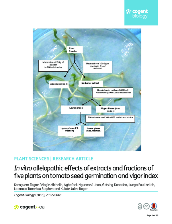 (PDF) In vitro allelopathic effects of extracts and fractions of five plants on tomato seed ...