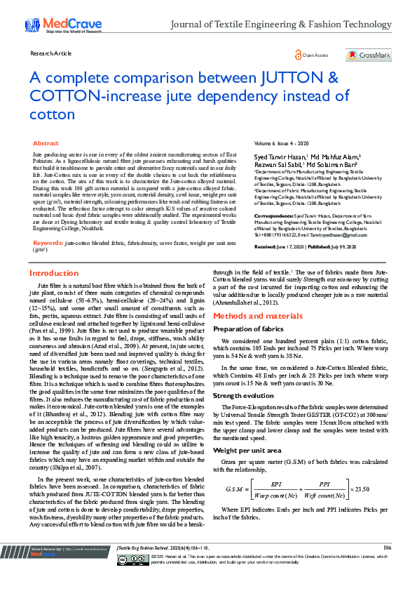 (PDF) A complete comparison between JUTTON COTTON-increase jute ...