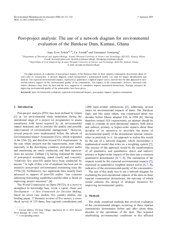 (PDF) Post-project analysis: The use of a network diagram for ...