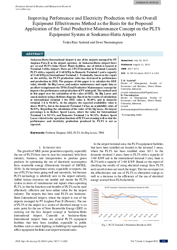 (PDF) Improving Performance and Electricity Production with the Overall ...
