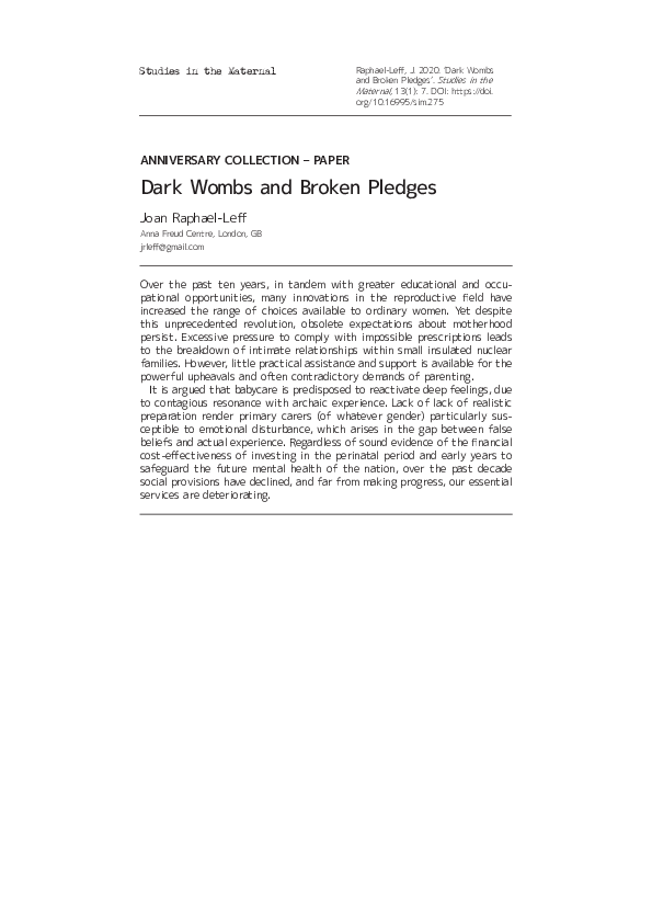 (PDF) Dark Wombs and Broken Pledges