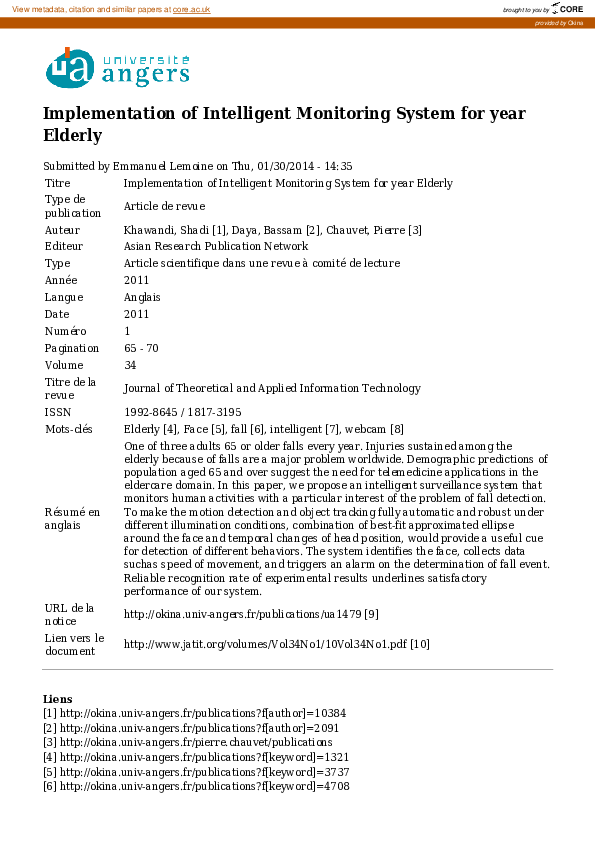 (PDF) Intelligent Fall Detection System for Elderly