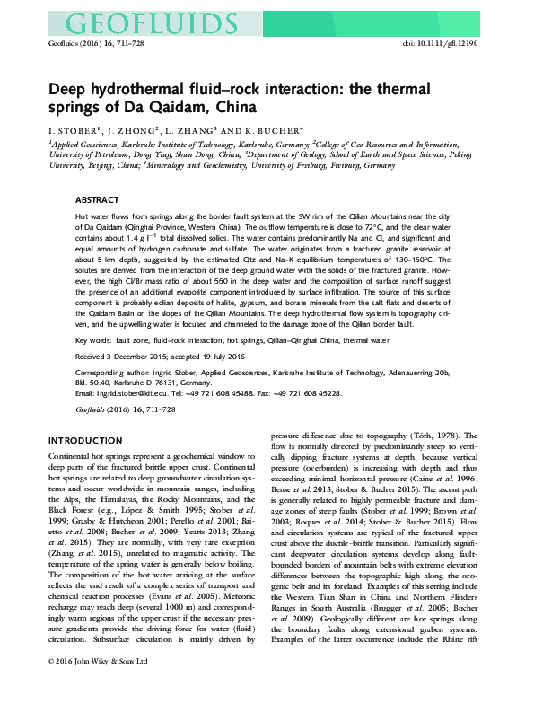 (PDF) Deep hydrothermal fluid-rock interaction: the thermal springs of ...