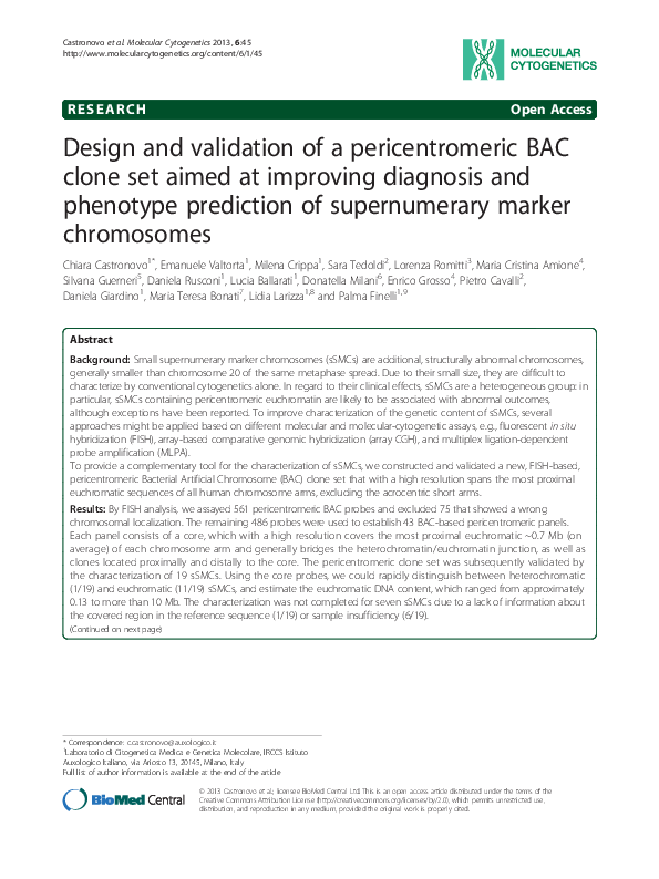 (PDF) Design and validation of a pericentromeric BAC clone set aimed at ...