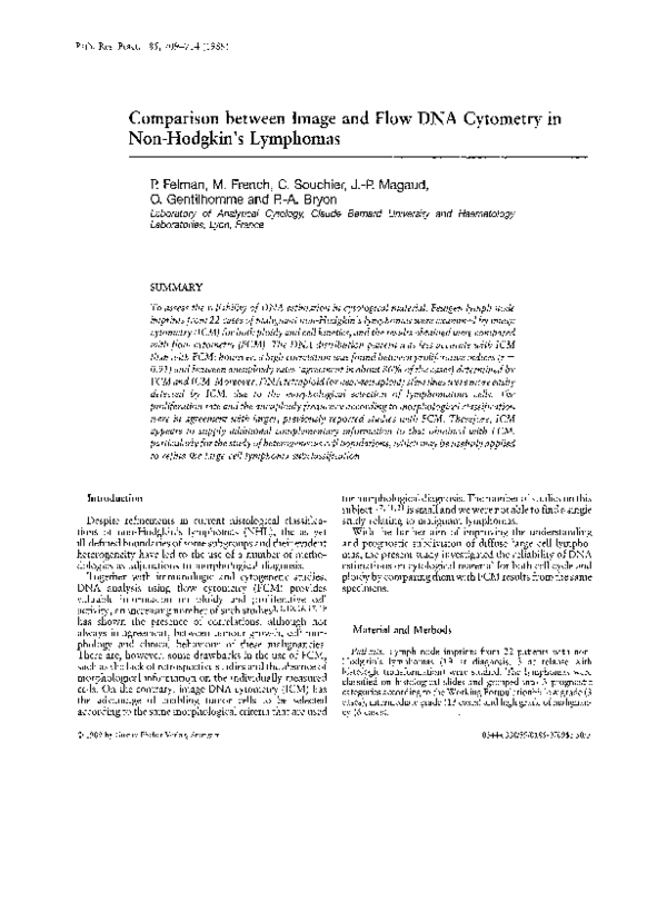 (PDF) Comparison between Image and Flow DNA Cytometry in Non-Hodgkin's ...