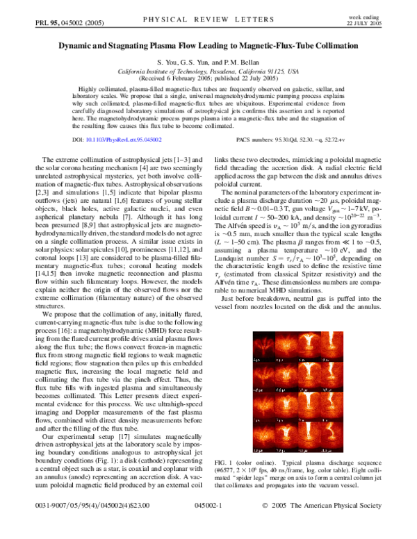 (PDF) Dynamic and Stagnating Plasma Flow Leading to Magnetic-Flux-Tube ...
