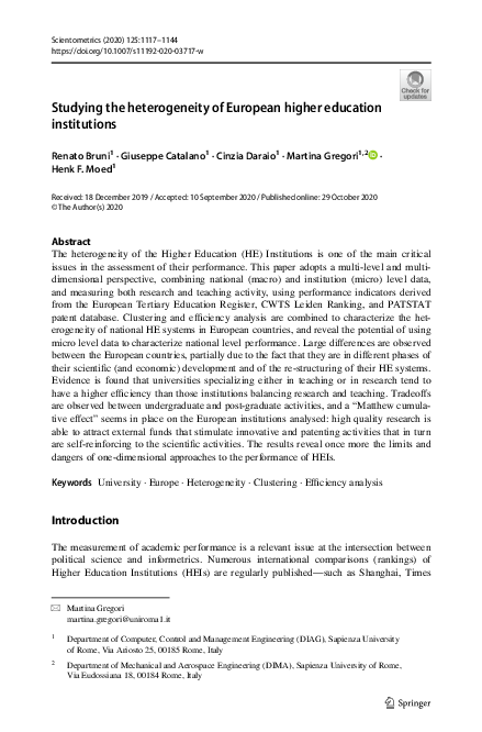 (PDF) Studying the heterogeneity of European higher education institutions