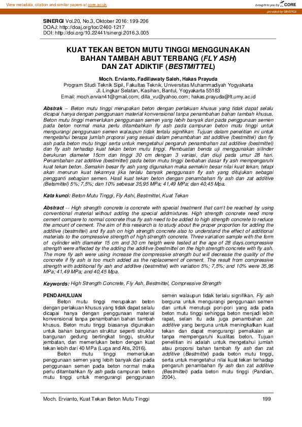 (PDF) Kuat Tekan Beton Mutu Tinggi Menggunakan Bahan Tambah Abut ...