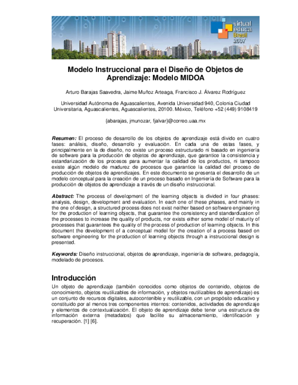 (PDF) Modelo Instruccional para el Diseño de Objetos de Aprendizaje ...