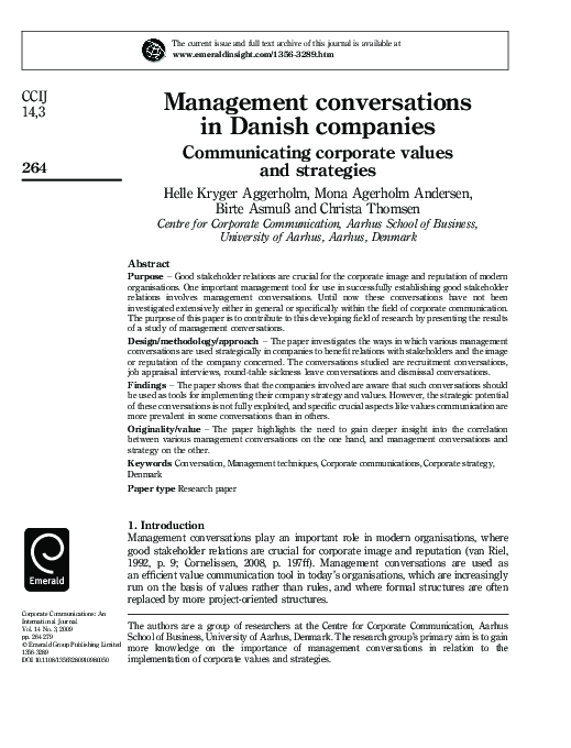 (PDF) Management conversations in Danish companies