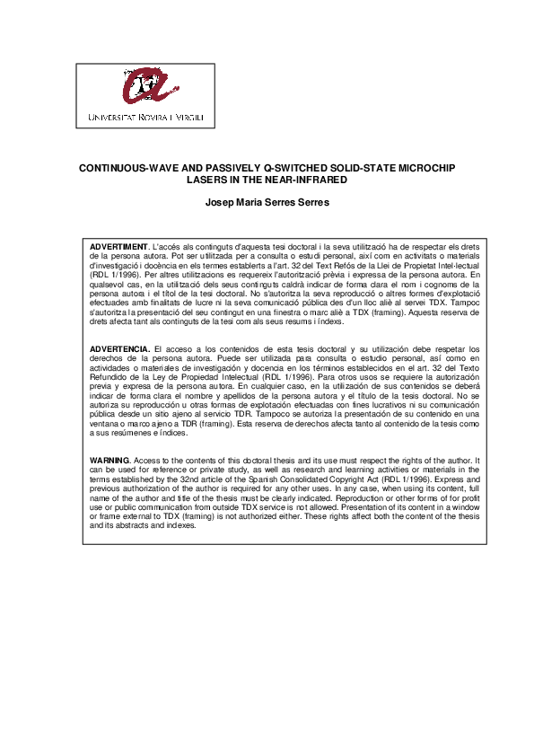 (PDF) Continuous-wave and passively Q-switched solid-state microchip lasers in the near-infrared