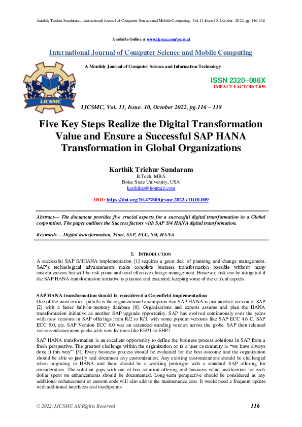 (PDF) Five Key Steps Realize the Digital Transformation Value and ...