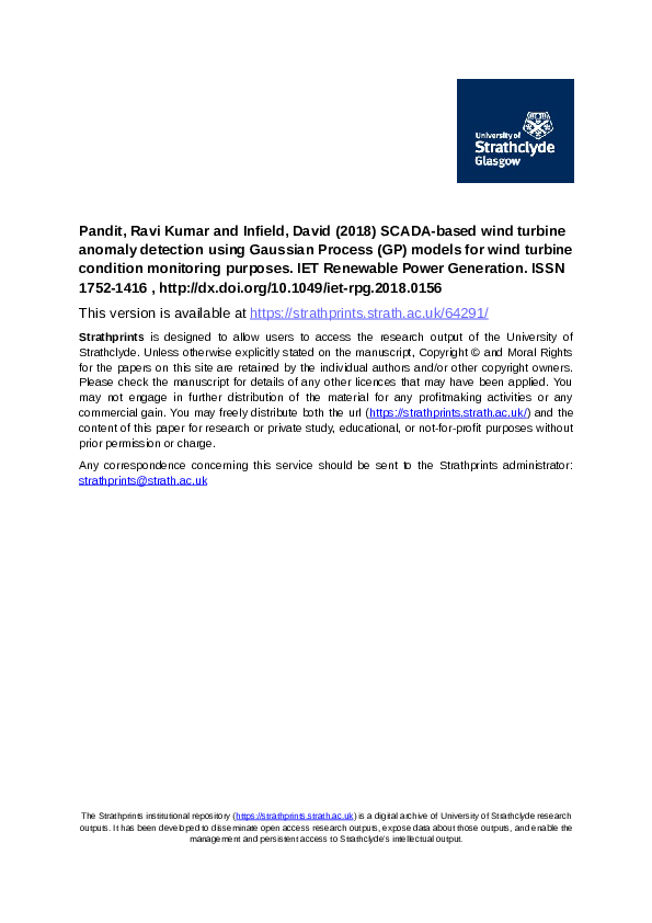 Pdf Scada‐based Wind Turbine Anomaly Detection Using Gaussian Process