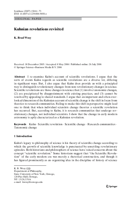 (PDF) Kuhnian Revolutions Revisited