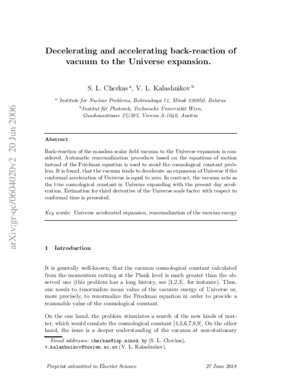 (PDF) Decelerating and accelerating back-reaction of vacuum to the ...