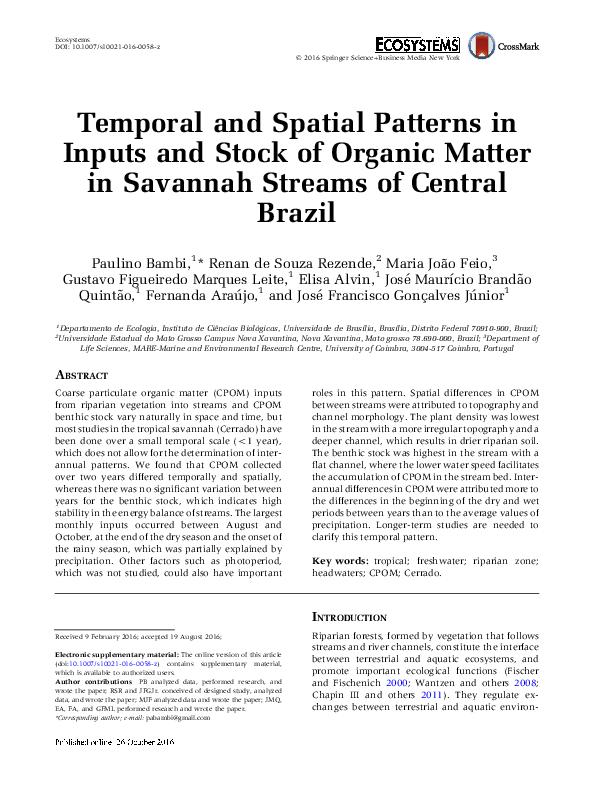 Pdf Temporal And Spatial Patterns In Inputs And Stock Of Organic