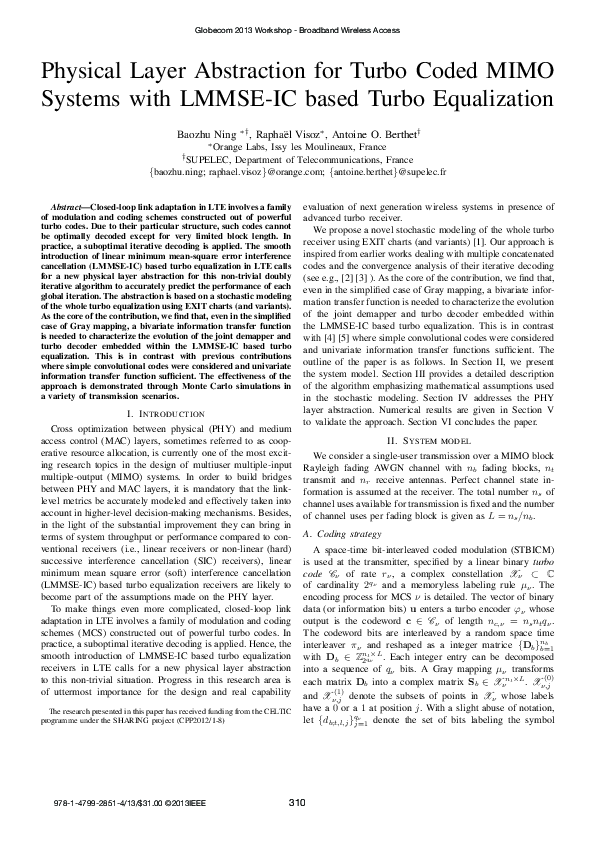 Pdf Physical Layer Abstraction For Turbo Coded Mimo Systems With