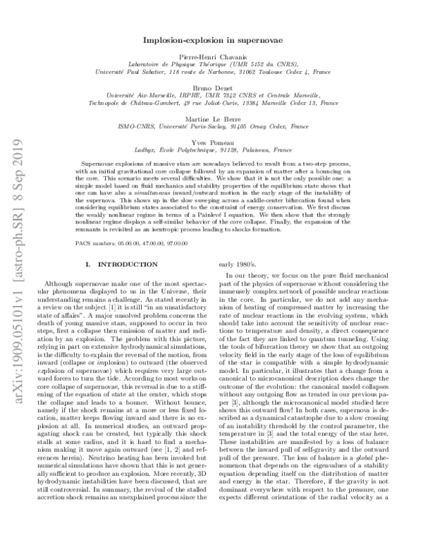 (PDF) Implosion-explosion in supernovae