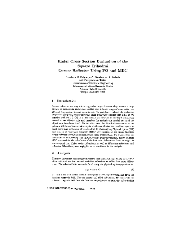 (PDF) Radar cross section evaluation of the square trihedral corner ...
