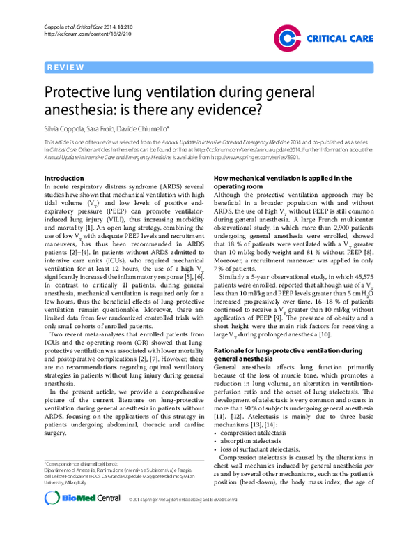 (PDF) Protective lung ventilation during general anesthesia: is there ...