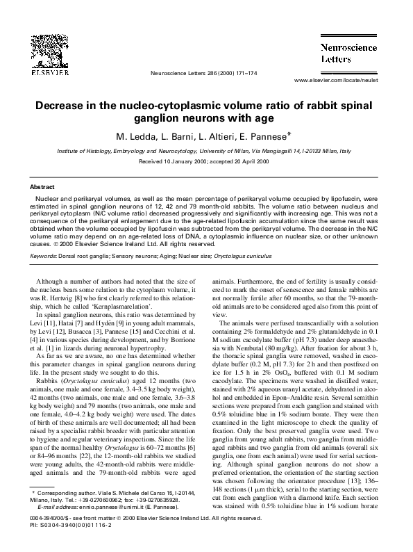 (PDF) Decrease in the nucleo-cytoplasmic volume ratio of rabbit spinal ...